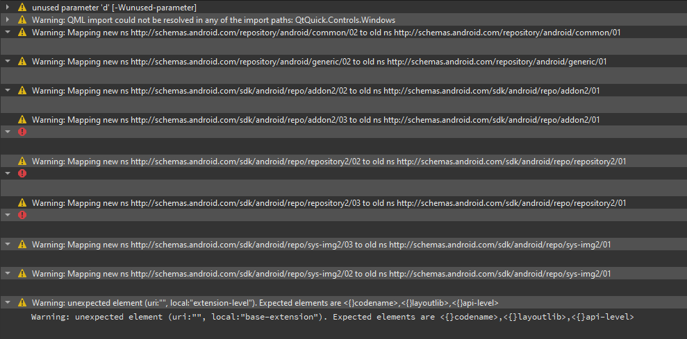 unspecified errors preventing android build | Qt Forum