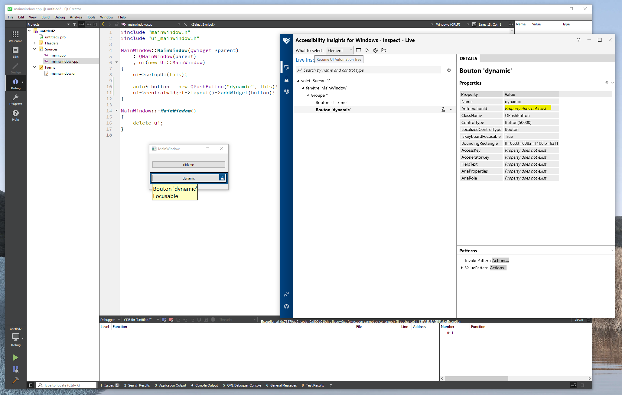 Dynamic widgets AutomationId property does not exist | Qt Forum