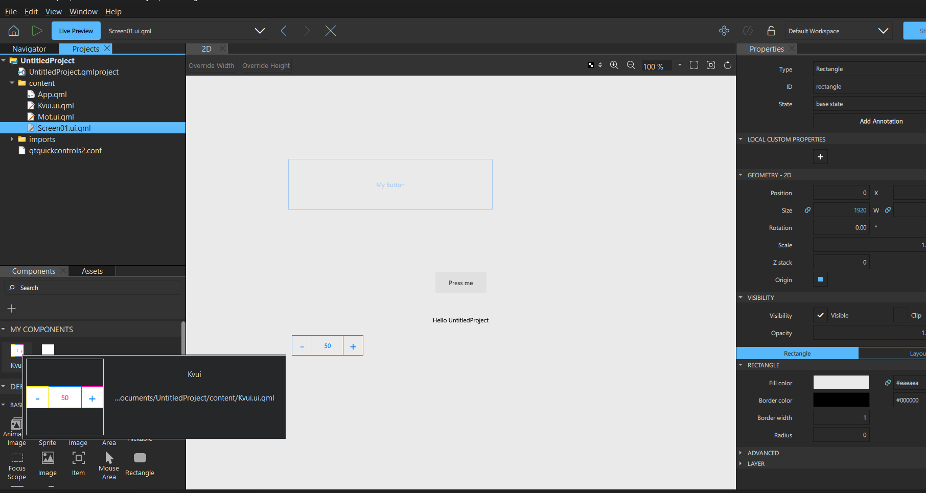 Qt design studio doesn't update changes in custom component | Qt Forum