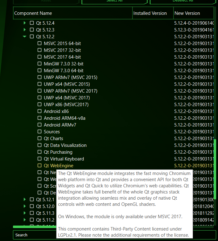 Qt Maintenance Tool Not Enabling Components Qt Forum 